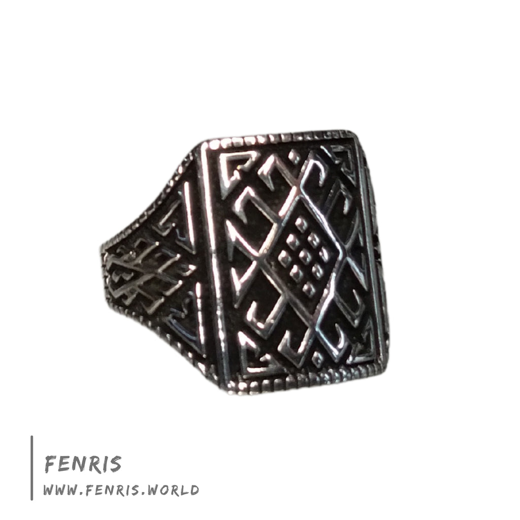 Mens 925 Sterling Silver Ring Nordic Geometric Design – Fenris