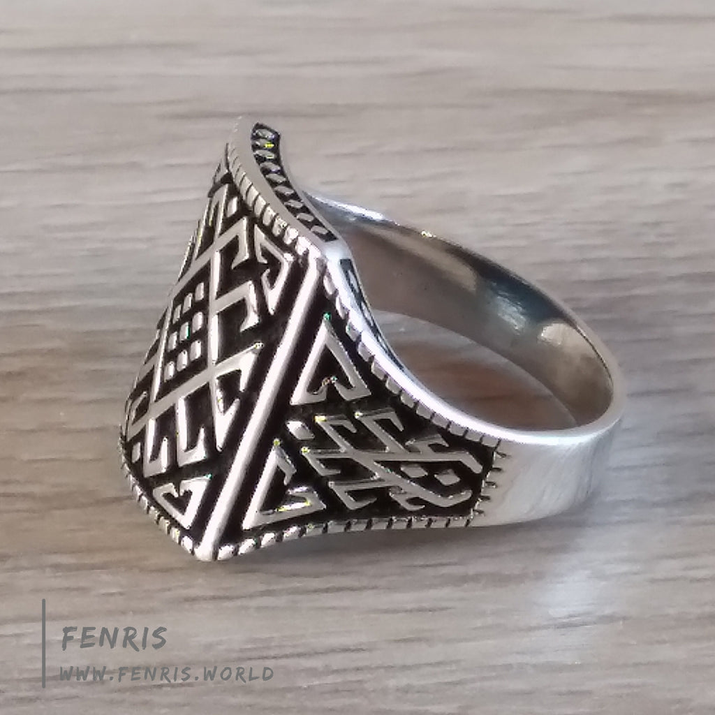Mens 925 Sterling Silver Ring Nordic Geometric Design – Fenris