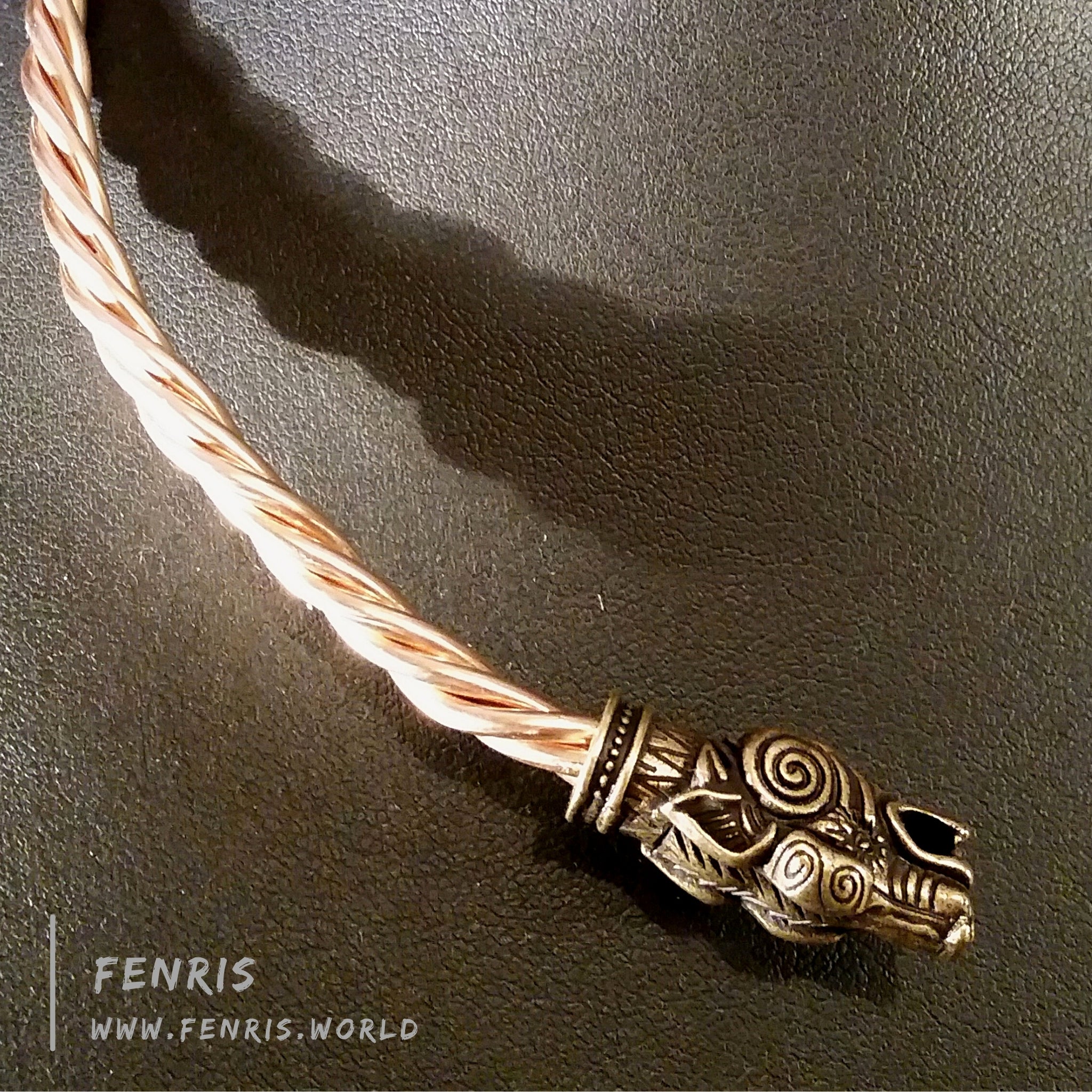 Bronze Torc Wolf Heads | Fenris