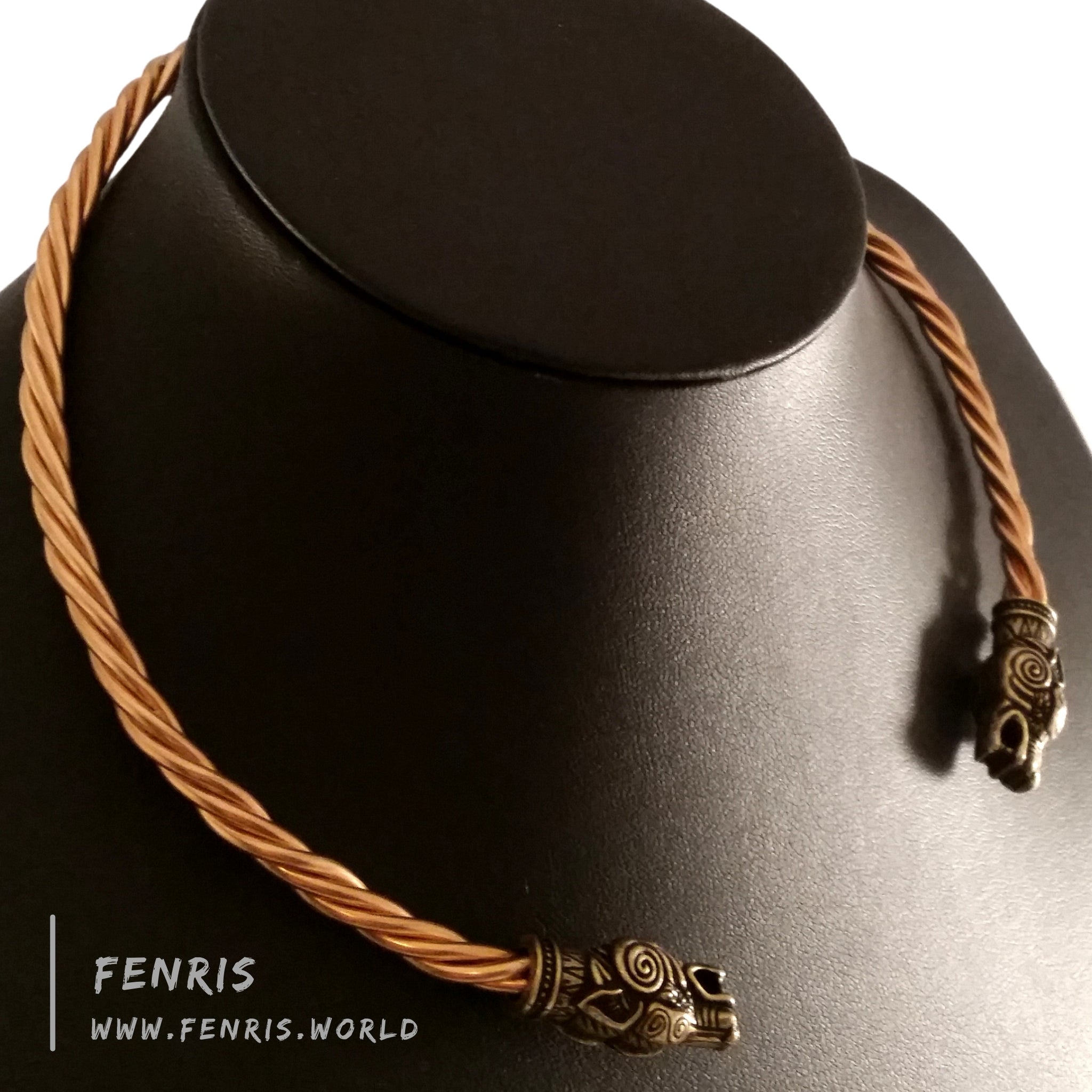 Bronze Torc Wolf Heads | Fenris